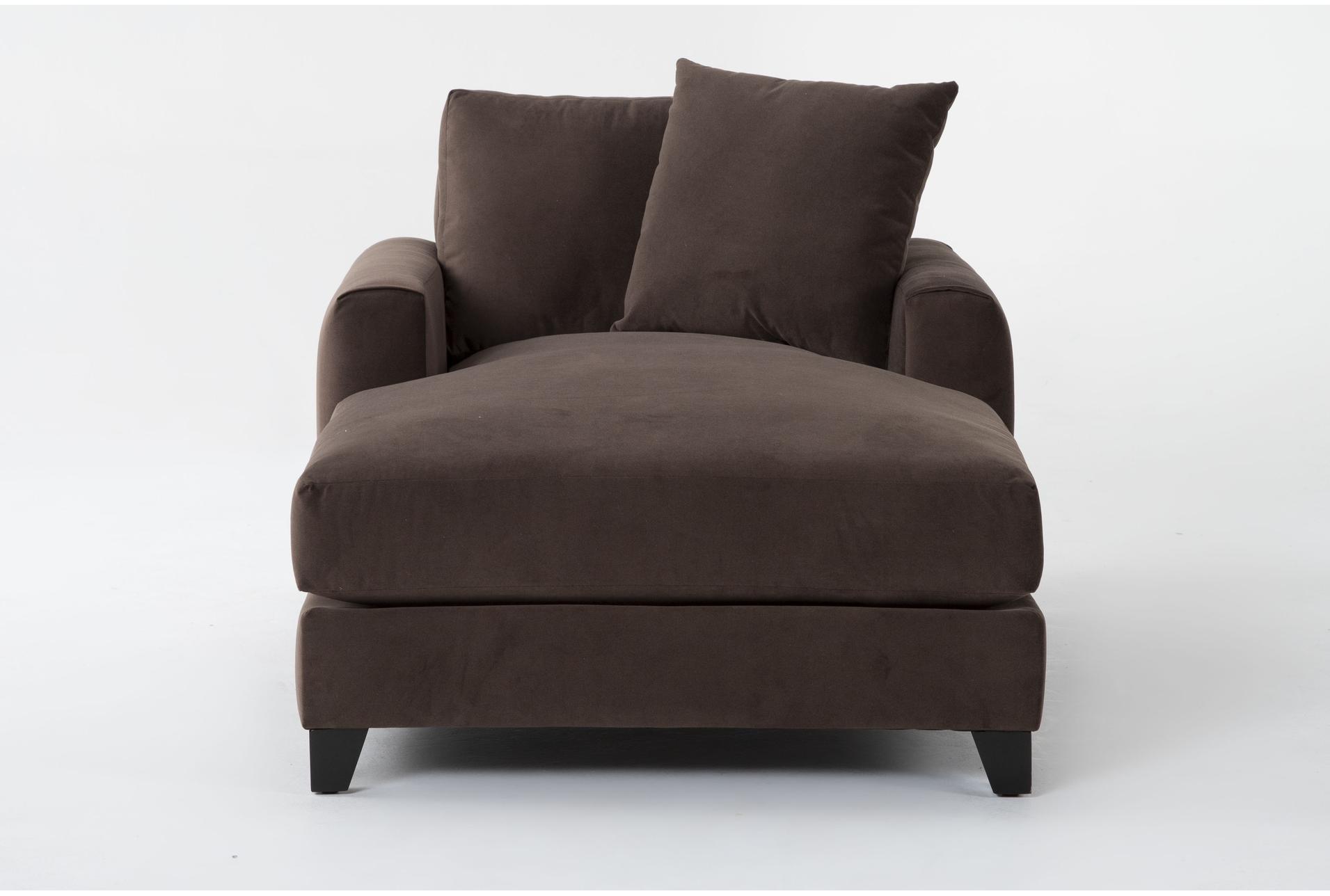Quinton Chocolate 40" Fabric Brown Velvet Chaise Lounge - Furniture ...