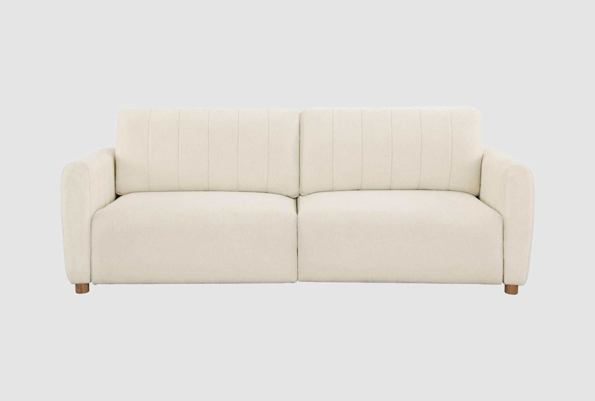 Galloway Ivory White Boucle Fabric 92" Convertible Futon Sleeper Sofa ...
