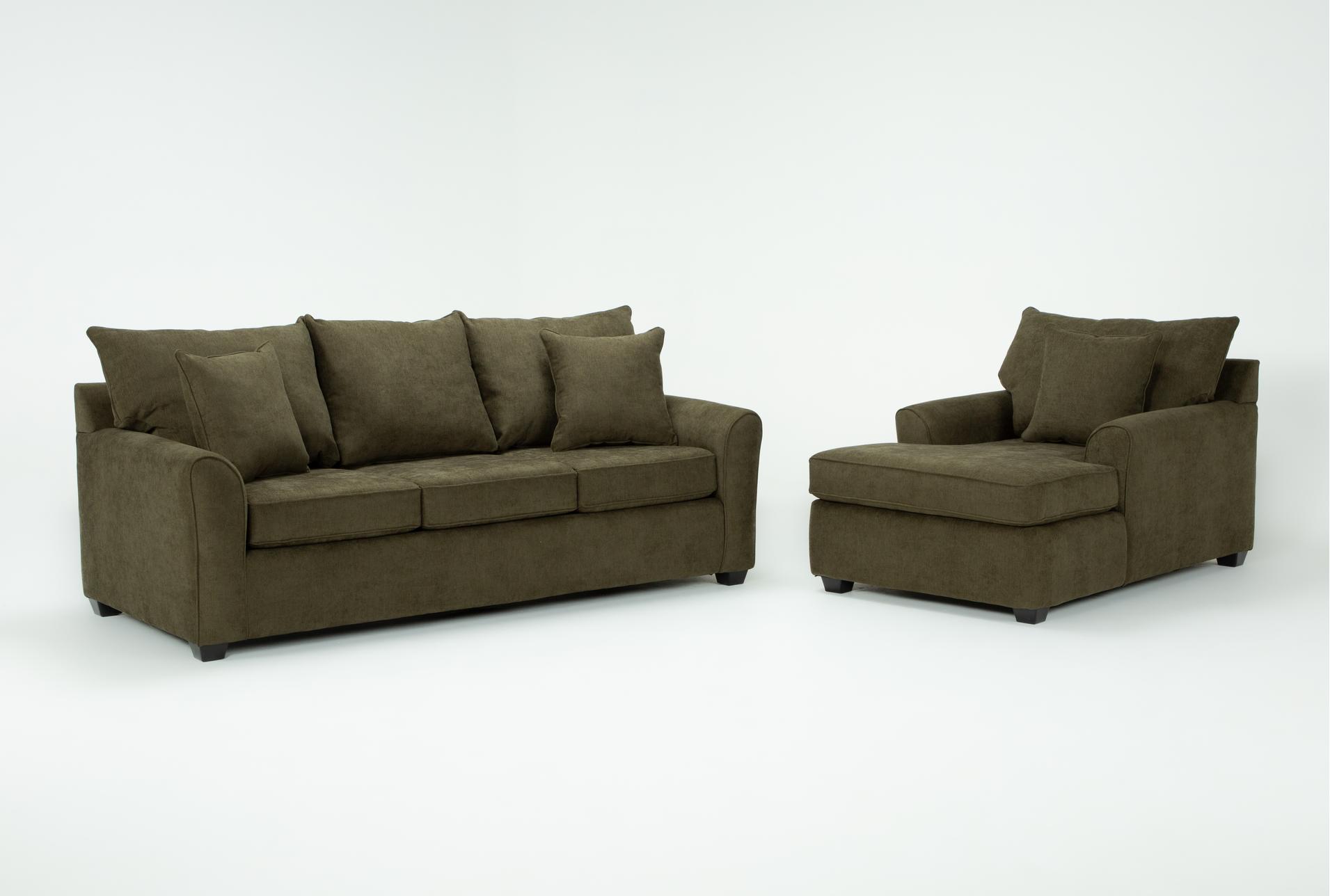 Jaylen Ii Arbor Green Fabric 88" Queen Sleeper Sofa & Chaise Set ...