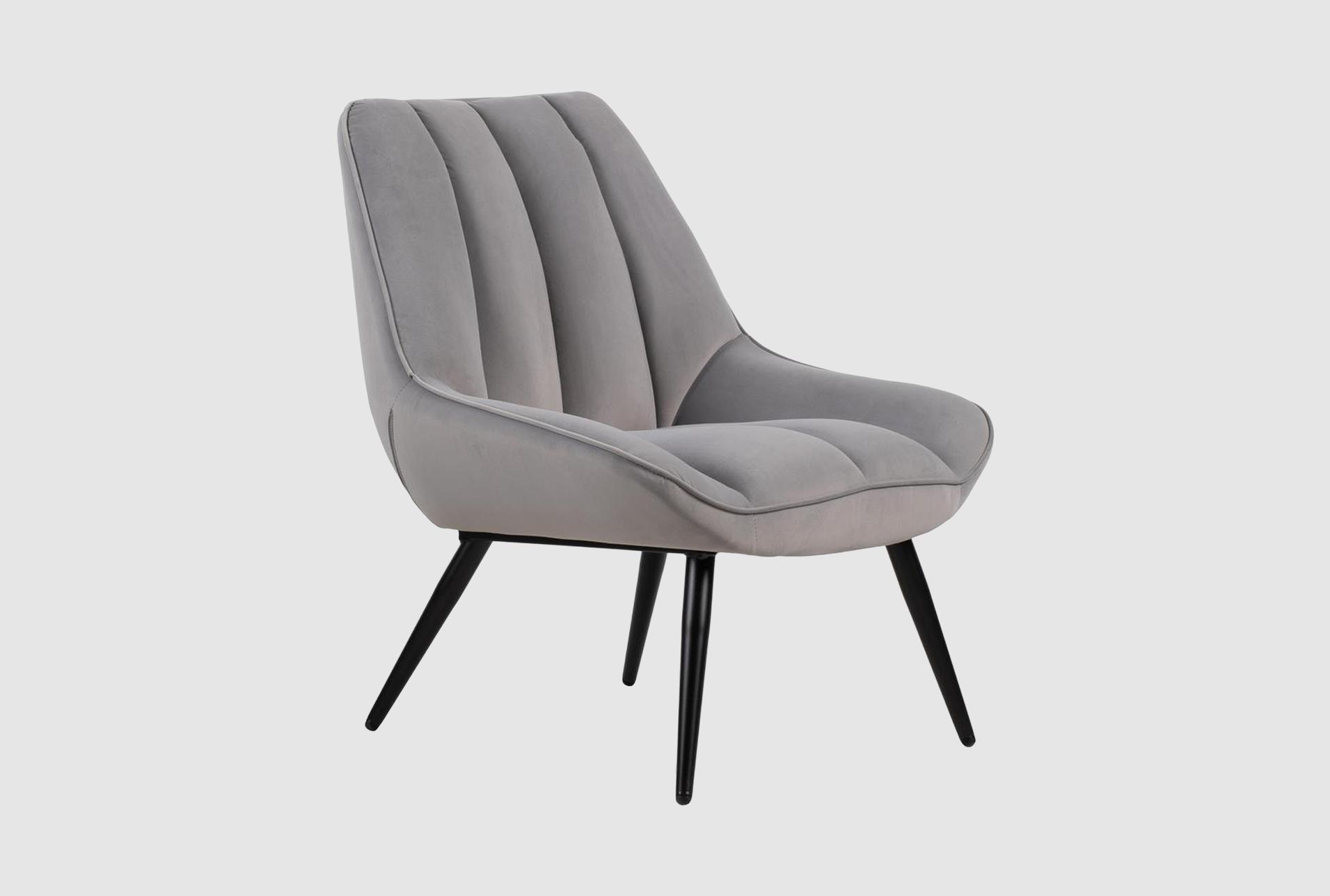 Astrid Gray Velvet Grey Wood Upholstered Accent Chair | Fabric | Solid ...