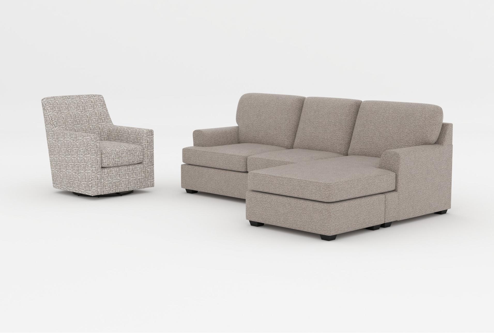Alessandro Ii Taupe Chenille Fabric Sofa With Reversible Chaise|belinha ...