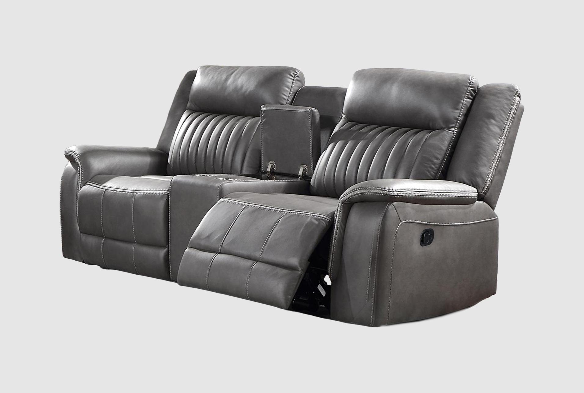 Kristopher Grey Fabric Console Loveseat - Furniture Stores In ...