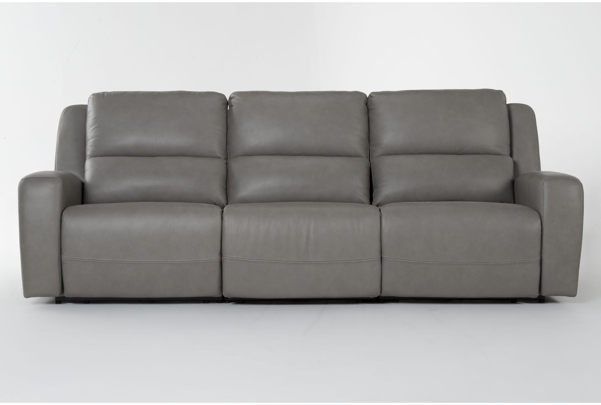 Liam Grey Silver Leather 106" 3 Piece Flexsteel Power Zero Gravity ...